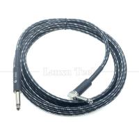China L Shape 90 Degree Right Angle to Straight 6.35mm TS Jack Instrument Guitar Patch Audio Cable 3M Braided for sale