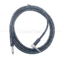 China L Shape 90 Degree Right Angle to Straight 6.35mm TS Jack Instrument Guitar Patch Audio Cable 3M Braided for sale