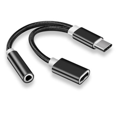 China 2 in 1 USB Type C to 3.5mm Headphone Audio Jack Adapter with Charging Port for Mobile Phone for sale