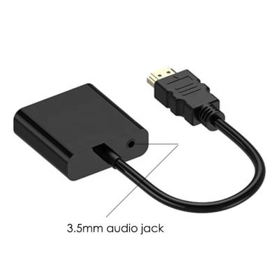 China 1080P 4K HDMI to VGA Adapter with 3.5mm Audio Jack 15cm for Monitor PC HDTV for sale