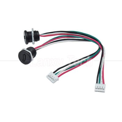 China Waterproof USB Type C Female Socket to 4 Pin PH 2.0 Connector Cable 10cm 3A for sale