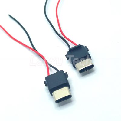 China USB Type C 2 Pin Male Plug Connector Cable 10cm Length 1A Charging for Phone Power Bank DIY for sale