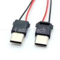 China USB Type C 2 Pin Male Plug Connector Cable 10cm Length 1A Charging for Phone Power Bank DIY for sale