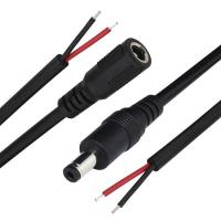 China DC Power Supply Input Jack 2.1x5.5mm Male Female Socket Barrel Connector with 0.5A-2A Current and 1m-3m Cable Length Options for sale