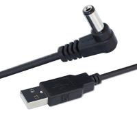 China 90 Degree Angle USB to 5V DC Power Charging Cable 5.5x2.1mm 1M 2A for sale