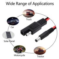 China 14AWG DC Plug 5.5x2.1mm to SAE 2-Pin Extension Cable 0.6m for Automotive RV Solar Panel for sale