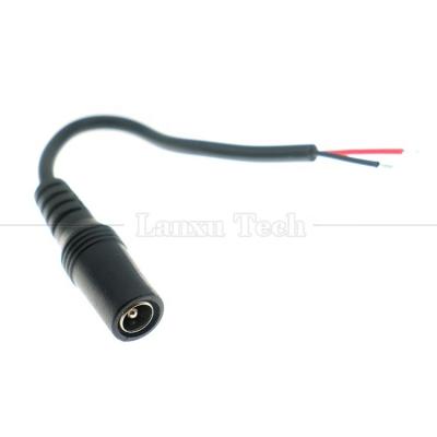 China DC Female Barrel Jack Plug 5.5x2.1mm Connector with Tinned Pigtail Wire for LED Lights - 0.12m to 5m Lengths, 0.5A to 2A Current for sale