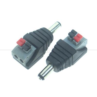 China Solderless Press Button DC 5.5x2.1mm Male Female Barrel Jack to 2 Pin Wire Connector for LED Strip CCTV Camera 12V 5A for sale