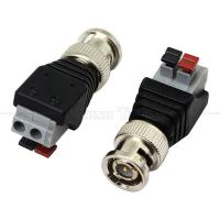 China Solderless 2-Pin Screw Terminal BNC Connector Power Adapter with Press Button for CCTV Camera Systems for sale