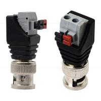 China Solderless 2-Pin Screw Terminal BNC Connector Power Adapter with Press Button for CCTV Camera Systems for sale