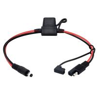 China 10A Fuse DC Jack 5.5x2.1mm to SAE Plug Power Extension Cable 0.4m for Motorcycle Solar Charger for sale