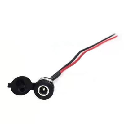 China Panel Mount Threaded DC Socket Female Jack 5.5x2.1mm to 2 Wires Open Pigtail End Cable for sale