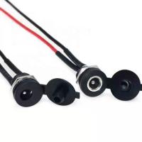 China Panel Mount Threaded DC Socket Female Jack 5.5x2.1mm to 2 Wires Open Pigtail End Cable for sale