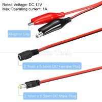 China 30cm DC 5.5x2.1mm Male Female to Dual Alligator Clips Power Supply Cable 22AWG for sale