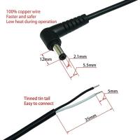 China 90 Degree Right Angle DC Barrel Jack Male to Open Pigtail Power Cable 5.5x2.1mm 1m for sale