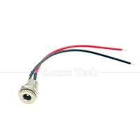 China 10cm 18AWG 5A Panel Mount DC Female Socket 5.5x2.1mm 2.5mm Metal Threaded Connector to Open Tinned Wires for sale