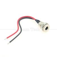 China 10cm 18AWG 5A Panel Mount DC Female Socket 5.5x2.1mm 2.5mm Metal Threaded Connector to Open Tinned Wires for sale