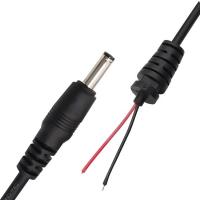 China Custom DC Barrel Jack Male 2.1x5.5mm to Stripped Tinned Wire Pigtail Cable 1m for sale