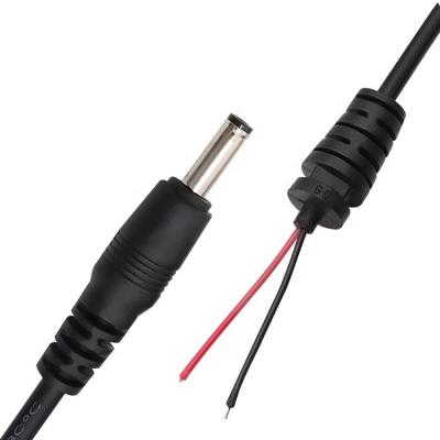 China Custom DC Barrel Jack Male 2.1x5.5mm to Stripped Tinned Wire Pigtail Cable 1m for sale