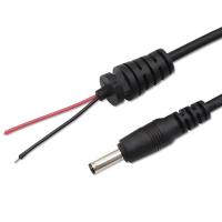 China Custom DC Barrel Jack Male 2.1x5.5mm to Stripped Tinned Wire Pigtail Cable 1m for sale