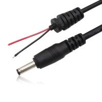 China Custom DC Barrel Jack Male 2.1x5.5mm to Stripped Tinned Wire Pigtail Cable 1m for sale