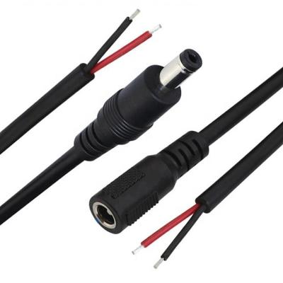 China DC Power Pigtail Cable 5.5x2.1mm 5.5x2.5mm Male Female Plug Jack to Open Bare Wire 1m for LED CCTV for sale