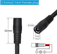 China DC Power Cable 2.1x5.5mm Male Female Barrel Jack to Open Pigtail 1M 2M 3M for sale