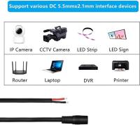 China DC Power Cable 2.1x5.5mm Male Female Barrel Jack to Open Pigtail 1M 2M 3M for sale