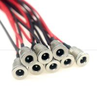 China 18AWG 10A Metal Threaded Panel Mount DC Power Jack 5.5x2.1mm 5.5x2.5mm Female Socket Connector Pigtail Cable for sale