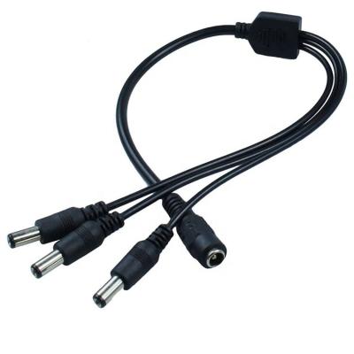 China 1 to 3 Way DC Power Splitter Cable 5.5x2.1mm 1 Female to 3 Male 20AWG 0.35m for CCTV LED Strip for sale