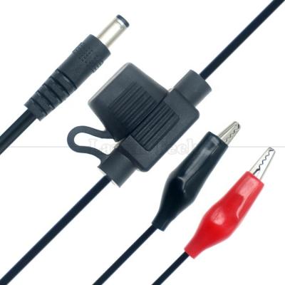 China 12V DC 5.5x2.1mm to Alligator Clips Fuse Power Cable 18AWG 2m for Trail Camera for sale