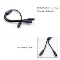 China DC 5.5x2.1mm 1 Female to 2 Female Splitter Power Extension Cable 18AWG 5A for CCTV LED Strip for sale