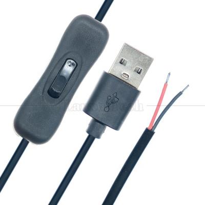 China 1M USB A Male to Open Tinned Wire Cable with 304 Switch Button - 1A/2A/3A Charging Current for sale
