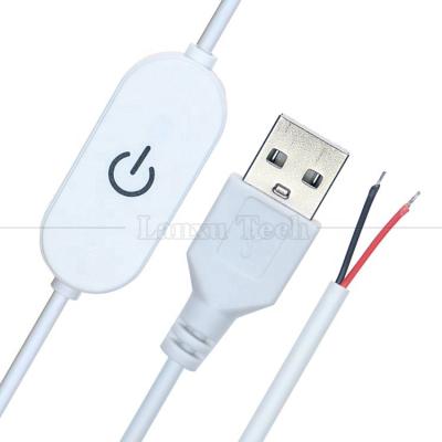 China 5V 2A USB Touch Dimmer Switch Cable with Open Wire Ends for 3W-5W LED Strip Lights for sale