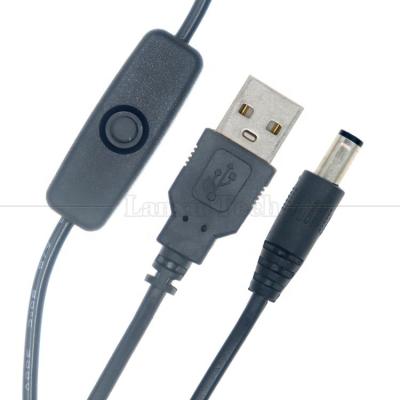 China USB to DC 5.5x2.1mm Power Cable with ON/OFF Switch - 2A Charging Current, 1.5m Length for LED Strips for sale