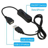 China USB ON/OFF Switch Cable 3ft 5V 2A Male to Female Power Control for LED Lights and Computer Peripherals for sale