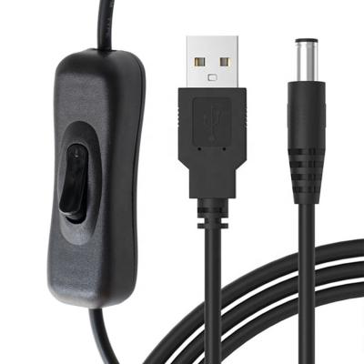 China 1m 5V USB to DC 5.5x2.1mm Power Charger Extension Cable with ON OFF Switch for LED for sale