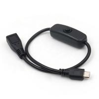China Male to Female Micro USB Extension Charging Cable with On Off Switch 0.3m 2.4A for sale