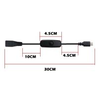 China Male to Female Micro USB Extension Charging Cable with On Off Switch 0.3m 2.4A for sale