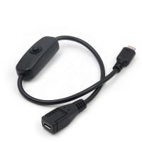 China Male to Female Micro USB Extension Charging Cable with On Off Switch 0.3m 2.4A for sale