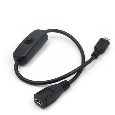 China Custom Male to Female Micro USB Extension Cable with ON OFF Switch 0.3m 2.4A for sale