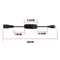 China Custom Male to Female Micro USB Extension Cable with ON OFF Switch 0.3m 2.4A for sale