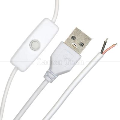 China 5V USB to Open Tinned Wires ON OFF Switch Power Extension Cable 1m for LED Strip Light for sale
