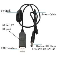 China USB to 9V 12V DC 5.5x2.1mm Power Charger Cable with ON OFF Switch for Router Fan LED Strip for sale