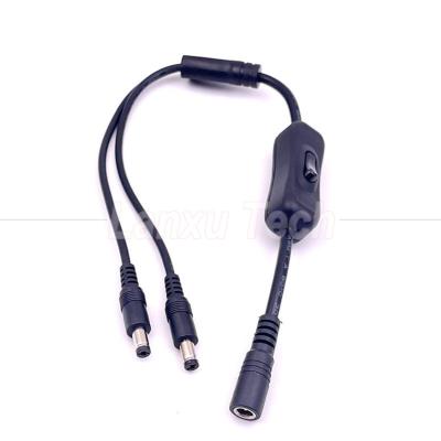 China 12V DC Splitter Cable 1 Female to 2 Male 5.5x2.1mm On Off Switch for LED Lamp for sale