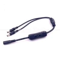 China 12V DC Splitter Cable 1 Female to 2 Male 5.5x2.1mm On Off Switch for LED Lamp for sale