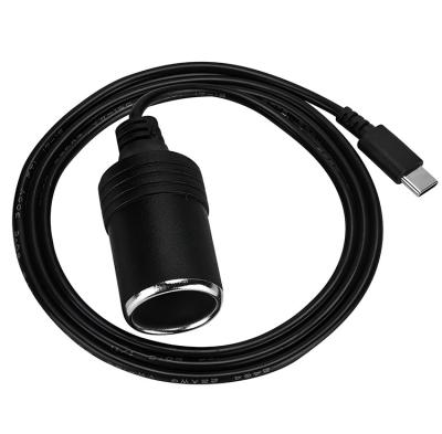 China USB Type C Male to Cigarette Lighter Female Socket Power Adapter Cable 12V 3A 1m for Car for sale
