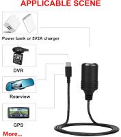 China USB Type C Male to Cigarette Lighter Female Socket Power Adapter Cable 12V 3A 1m for Car for sale