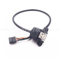 China Dual USB 2.0 Type A Panel Mount Cable with 9-Pin Dupont Header - 0.3m Length, CE RoHS Certified for sale