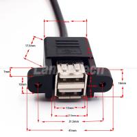 China Dual USB 2.0 Type A Panel Mount Cable with 9-Pin Dupont Header - 0.3m Length, CE RoHS Certified for sale